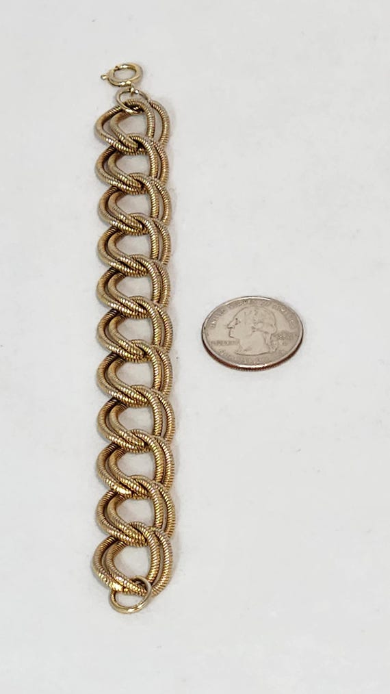 Textured 1980s Double Links Chain Vintage Bracelet - Gem