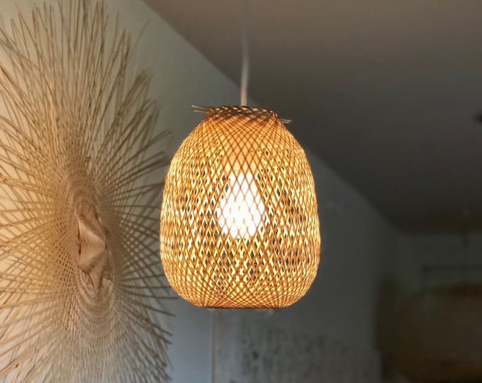 Minimalist Bamboo Lampshade, Extra Small Bamboo Lampshade Pendant Light ...