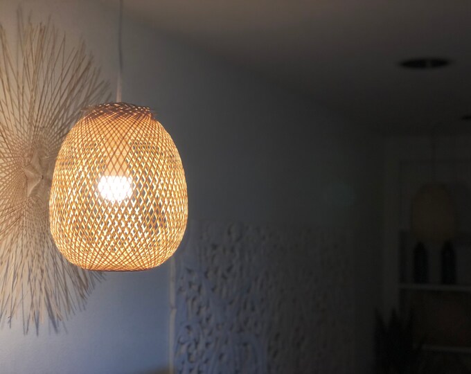Shipped From Us,small Bamboo Lampshade Pendant Light ,boho Lampshade ...