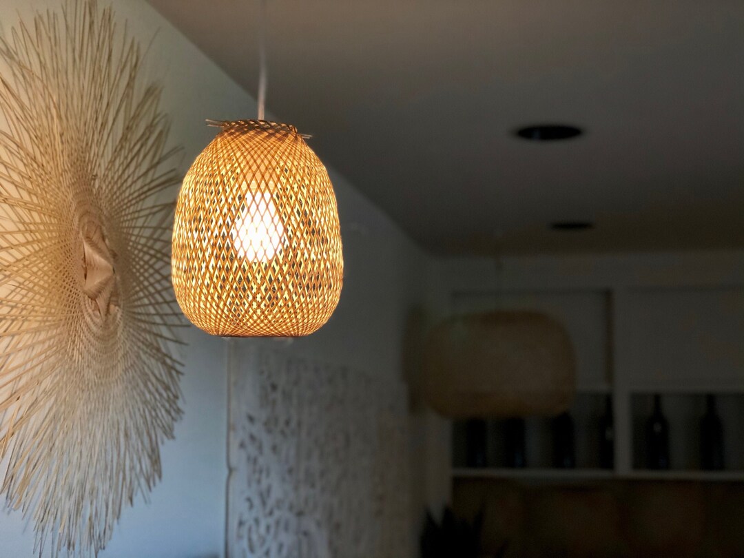Minimalist Bamboo Lampshade, Extra Small Bamboo Lampshade Pendant Light ...