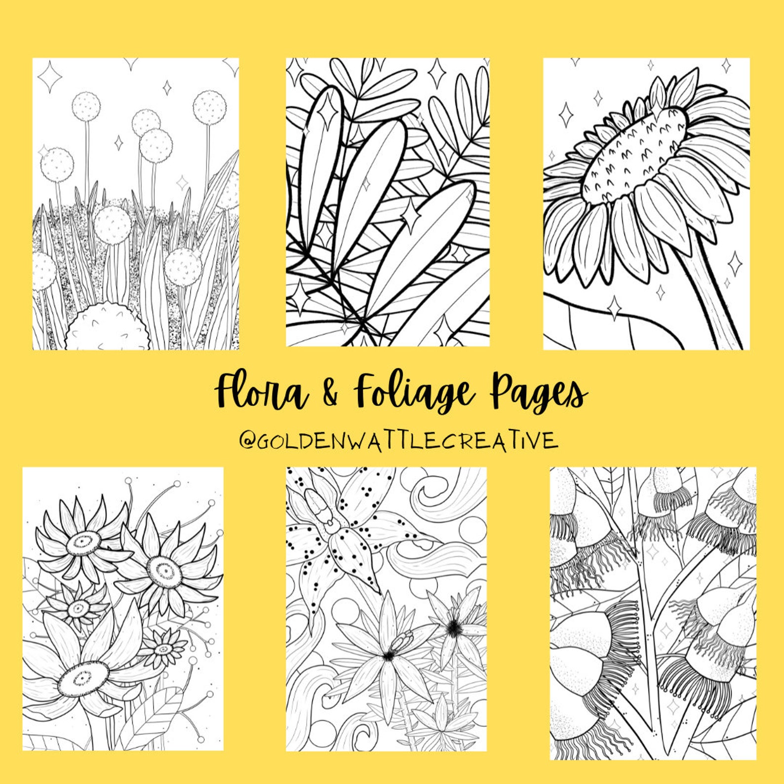 Flora and Foliage Colouring in Pages: Digital Download - Etsy