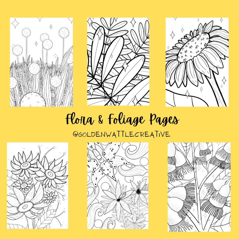 Flora and Foliage Colouring in Pages: Digital Download - Etsy