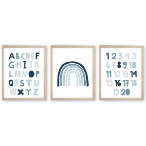 Alphabet Number Print Set of 3. Rainbow Prints. Learning Prints ...