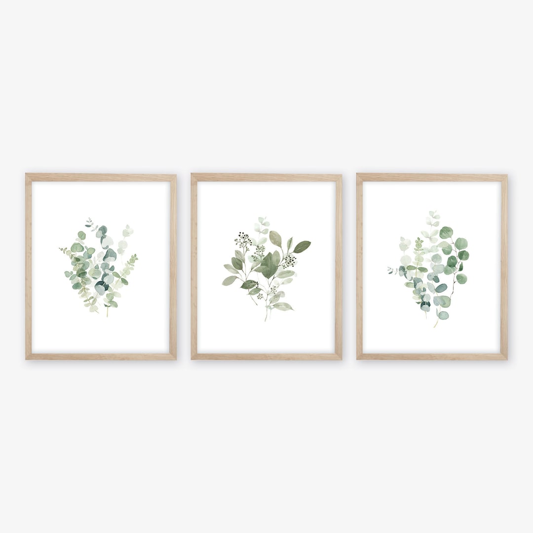 Watercolor Eucalyptus Botanical Print Set - Farmhouse Wall Art - Etsy