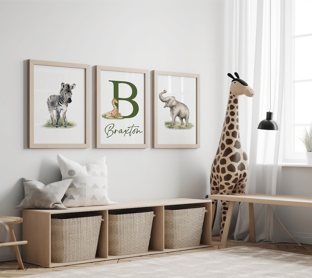 Safari Jungle Animal Watercolor Print, Safari Nursery Wall Art, Boy ...
