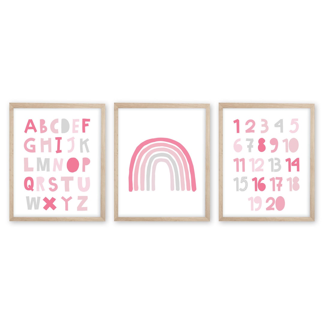 Alphabet Number Print Set of 3. Rainbow Prints. Learning Prints ...