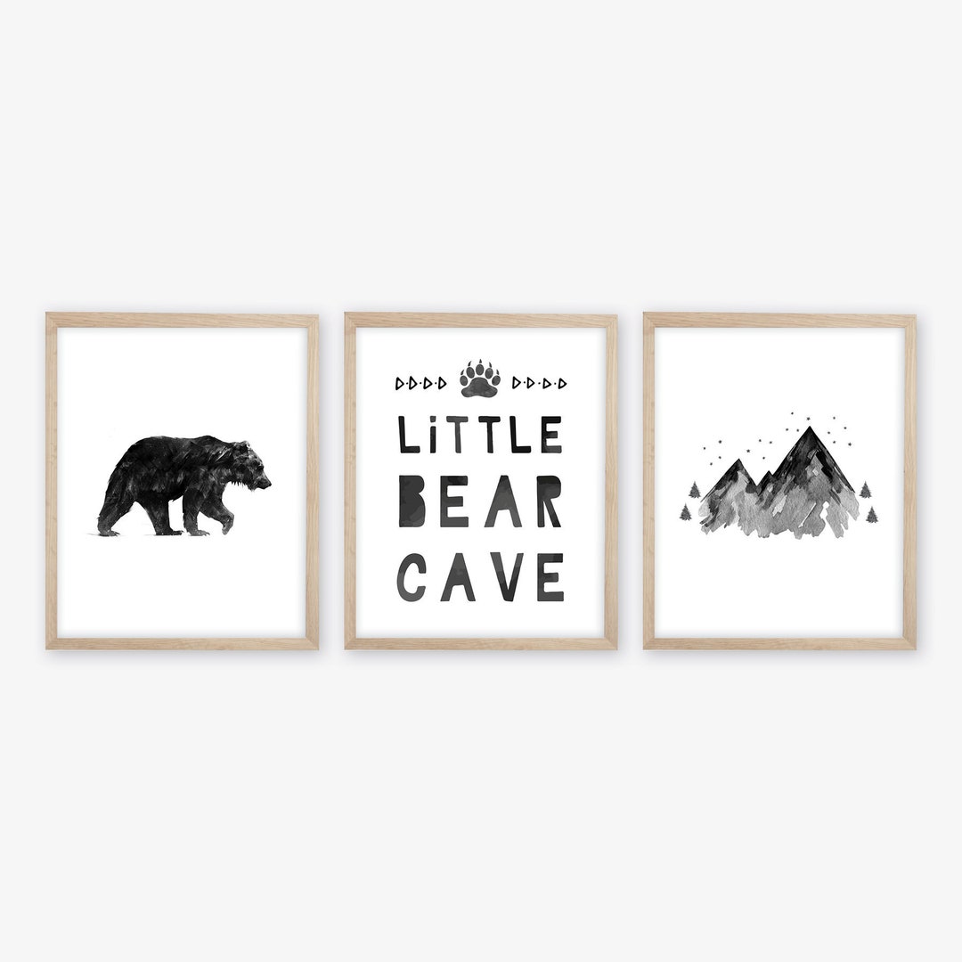 Rustic Bear Nursery Prints, Woodland Mountain Art - Etsy