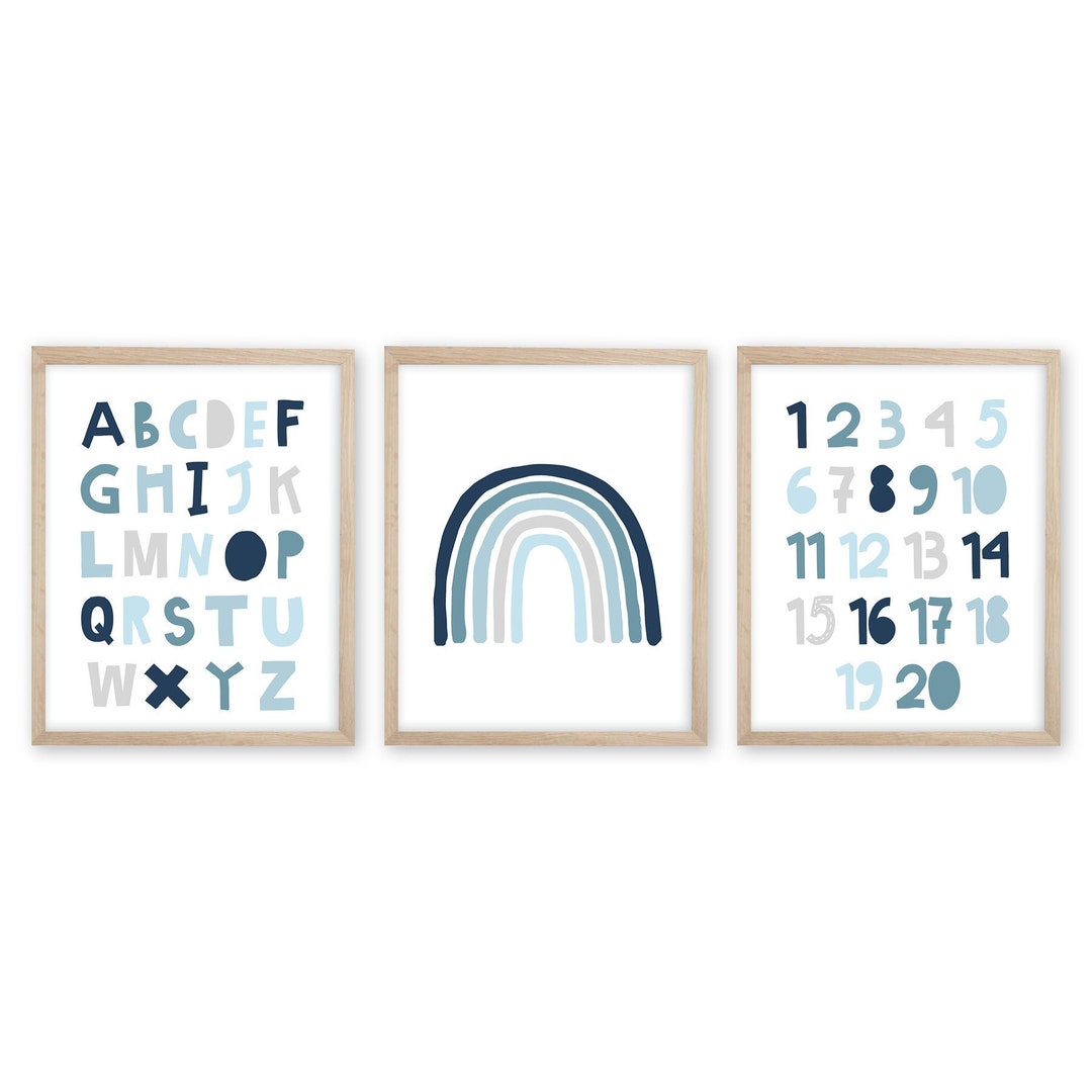Alphabet Number Print Set of 3. Rainbow Prints. Learning Prints ...