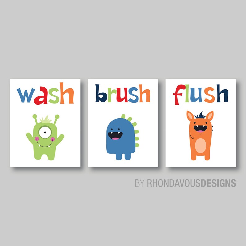 Monster Bathroom Art Prints – Boy's Bath Decor - Etsy