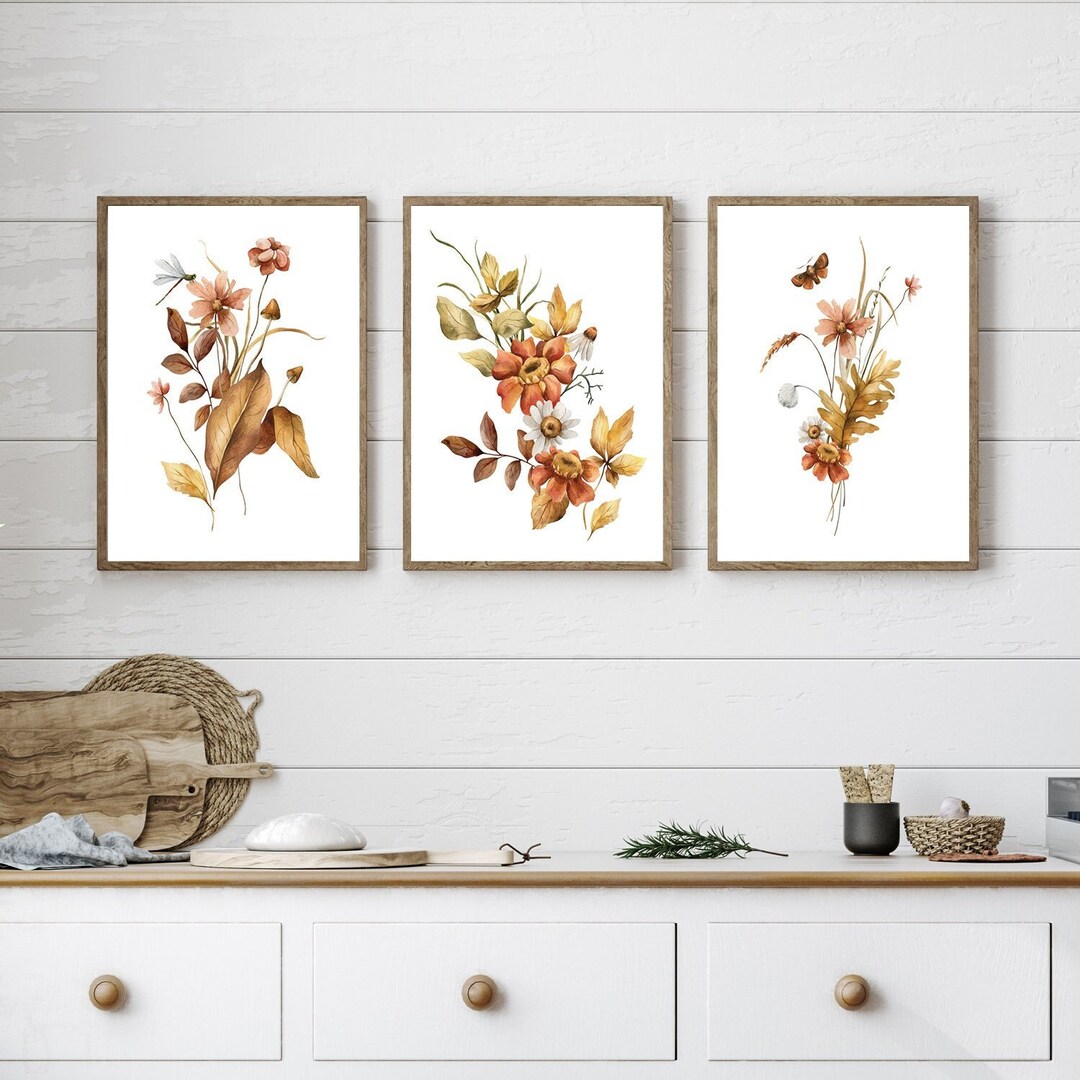 Fall Decor. Autumn Prints. Watercolor Botanical Print Set of 3 ...