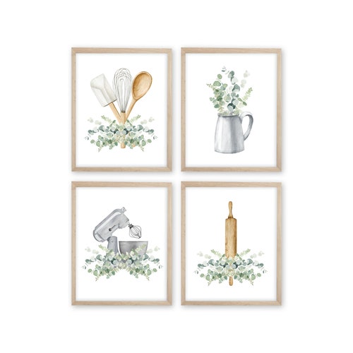 Kitchen Decor. Watercolor Botanical Print Set of 3. Kitchen - Etsy