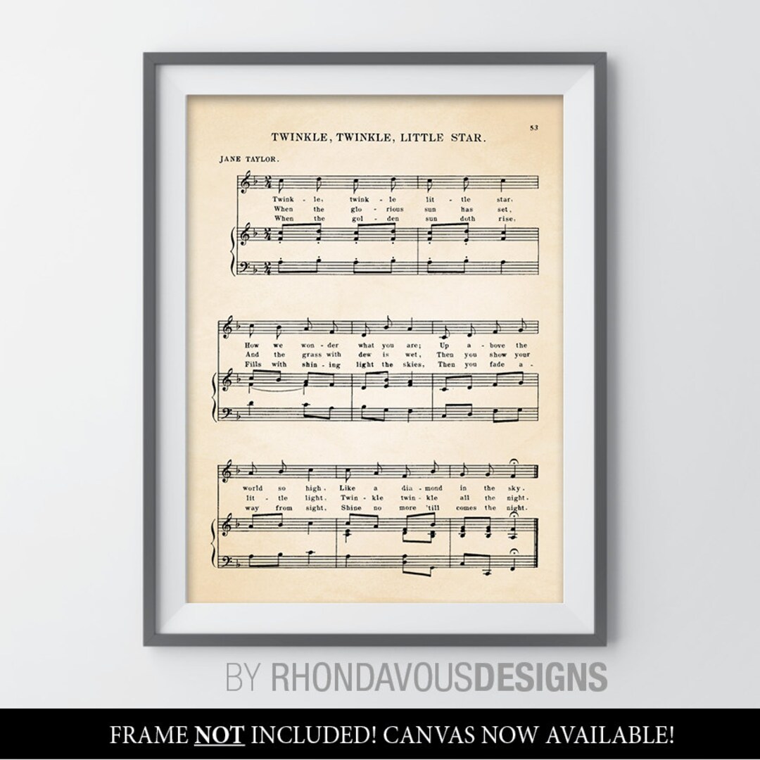 Twinkle Twinkle Little Star Sheet Music Art Print - Etsy