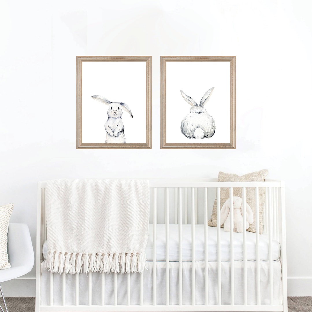 Bunny Nursery Wall Art Decor, Bunny Art, Rabbit Art, Gender Neutral ...
