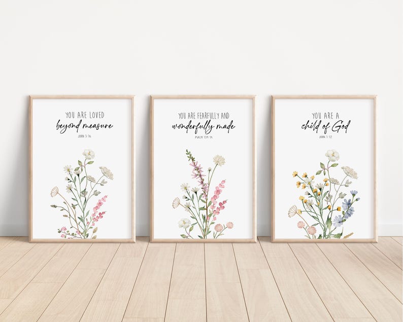Floral Christian Nursery Wall Art | Scripture Nursery Prints | Bible ...