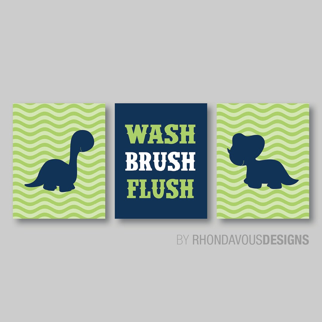 Dinosaur Bathroom Art Print - Dino Bathroom Art - Dinosaur Bath Decor ...