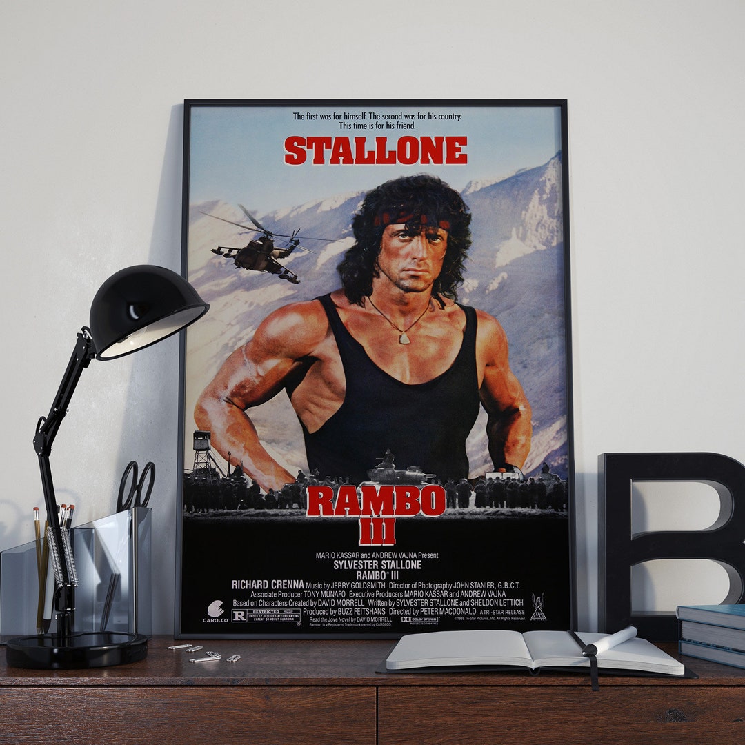 Rambo 3 Movie Poster 80's Action Film Cinema Room - Etsy