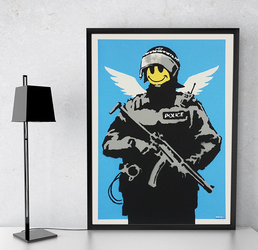 Banksy - Riot Policeman Smiley Face Street Art Photo / Poster / Print ...