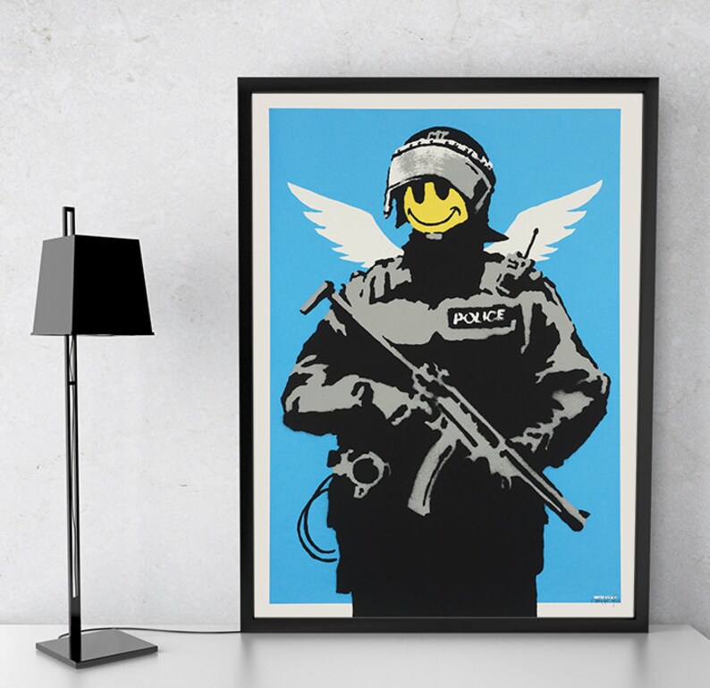 Banksy Riot Policeman Smiley Face Street Art Photo / Poster | Etsy UK