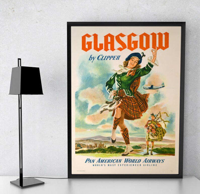 Vintage Glasgow Scotland Travel Poster / Print A4 & A3 | Etsy UK
