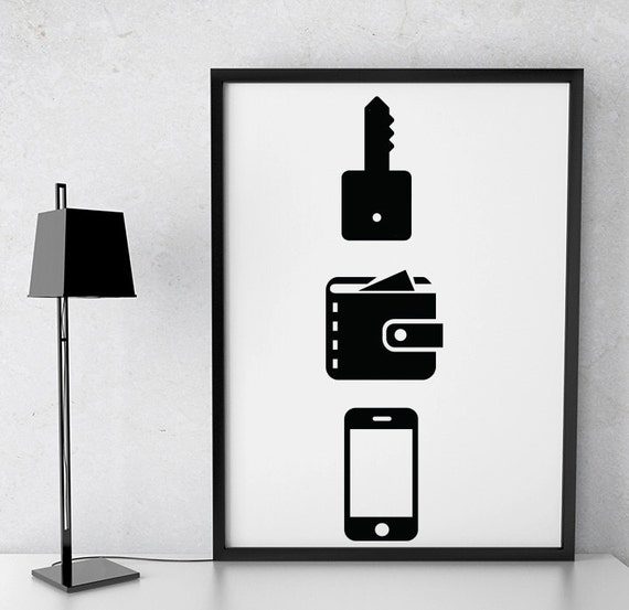 Keys Wallet Phone Checklist Art Print Poster A4 A3 | Etsy