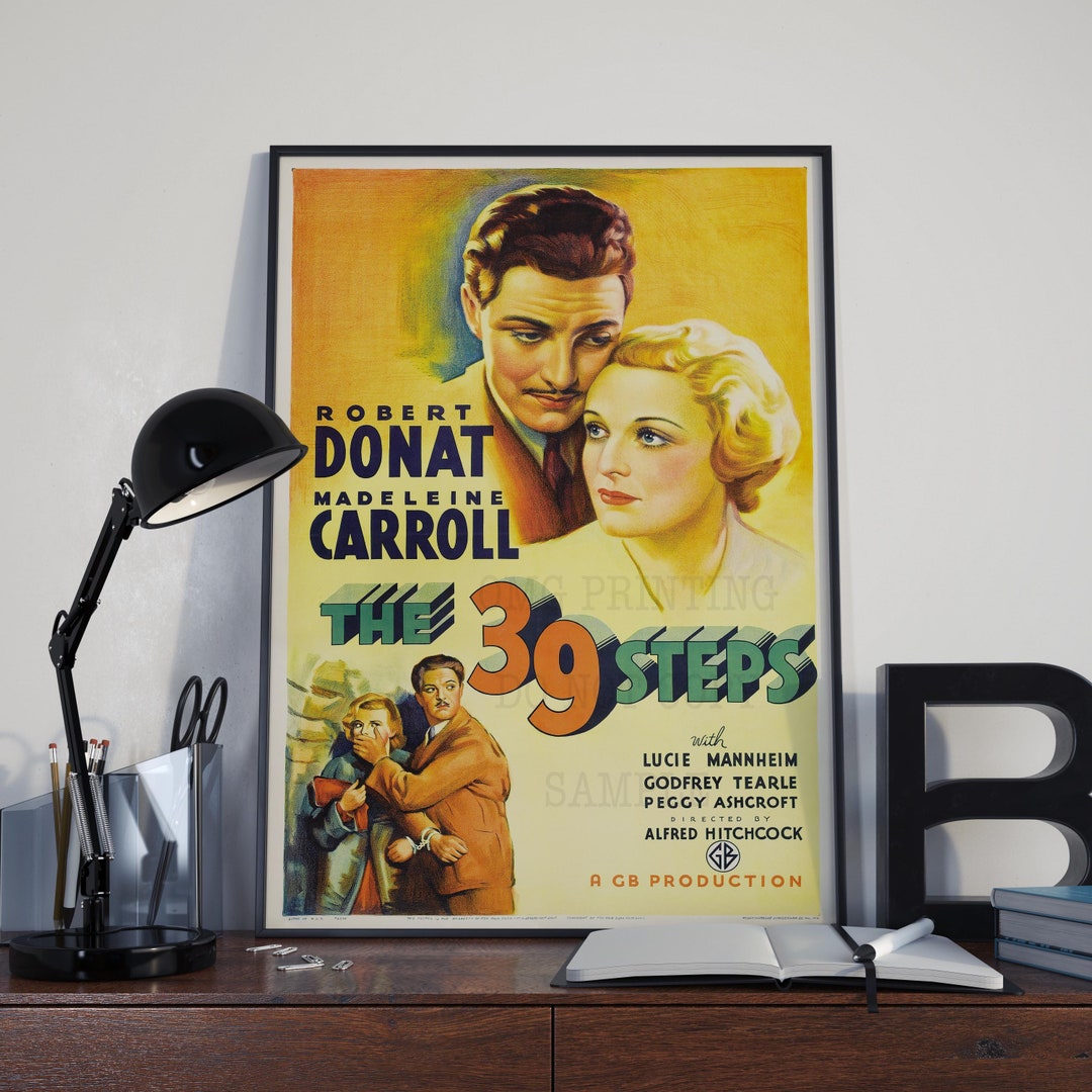 The 39 Steps Movie Poster , Hitchcock Film , Cinema Room Decor , Wall ...