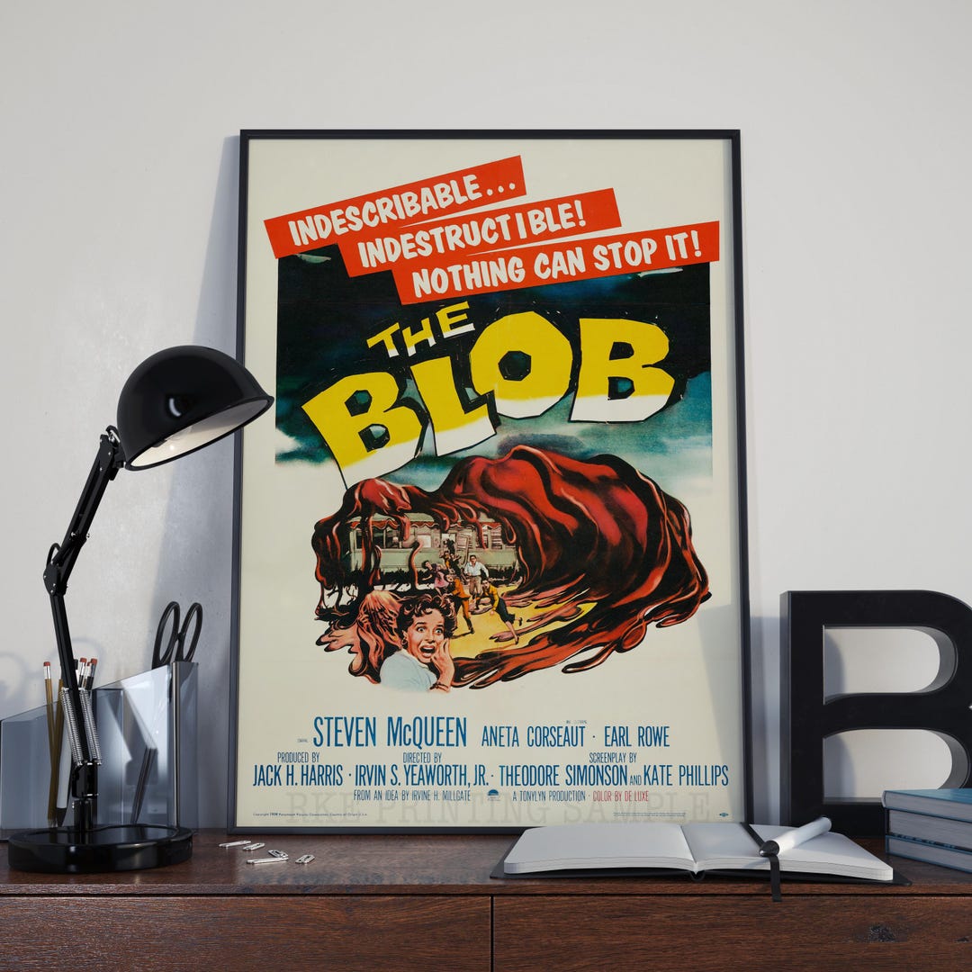 The Blob 1958 Movie Poster Reproduction Steve Mcqueen A4/A3 - Retro ...