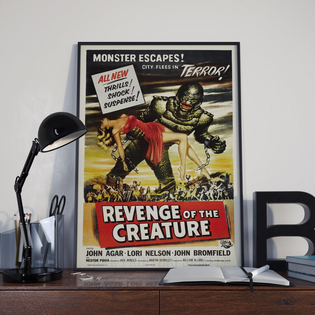 Vintage B Movie Horror Poster - Revenge of the Creature 1955 Film Print ...