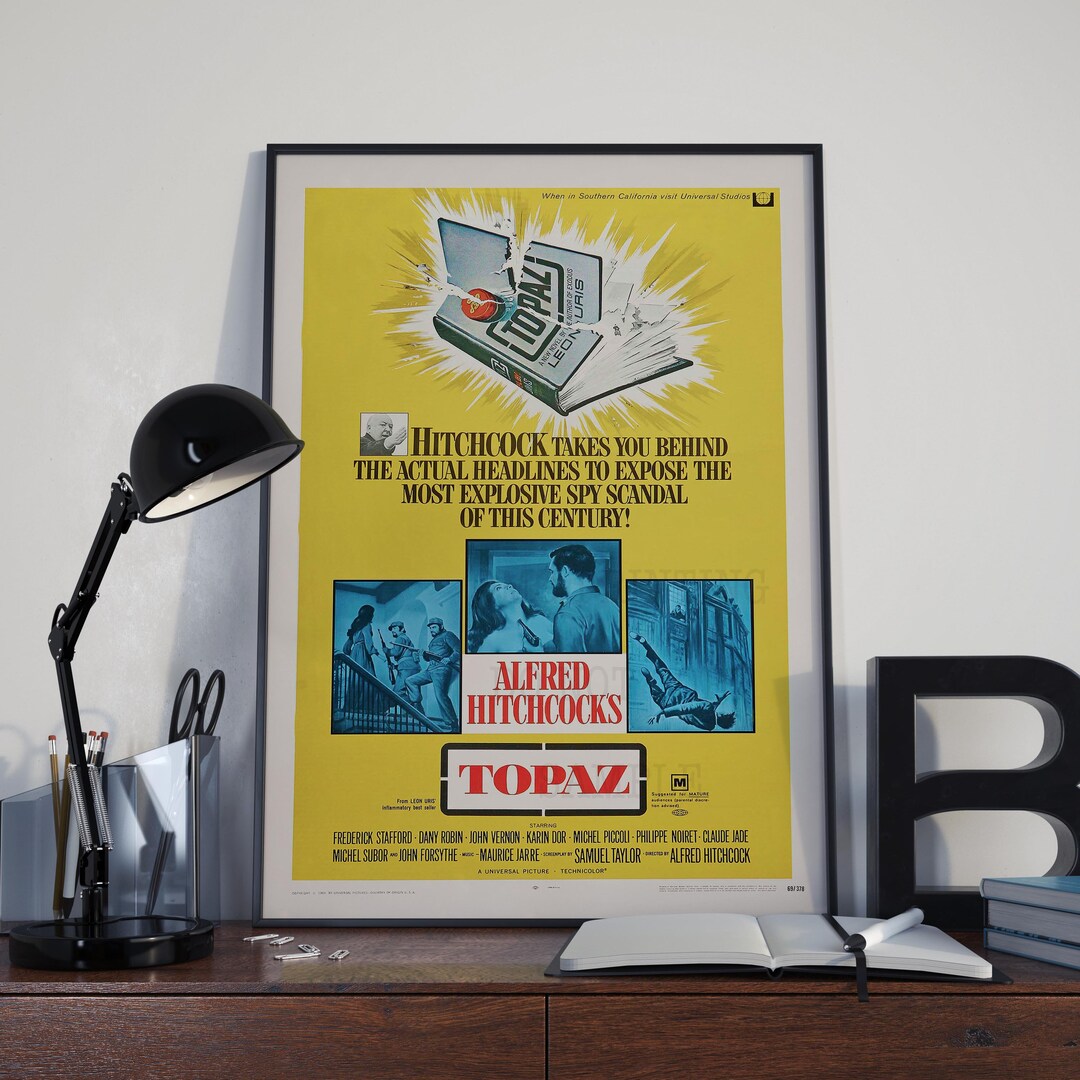 Topaz Poster - Alfred Hitchcock Movie Poster Print Wall Hanging Vintage ...