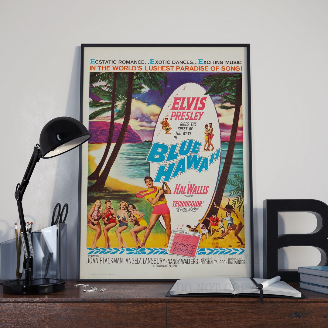 Vintage Elvis Presley Film Poster - Blue Hawaii Film Print - Classic ...