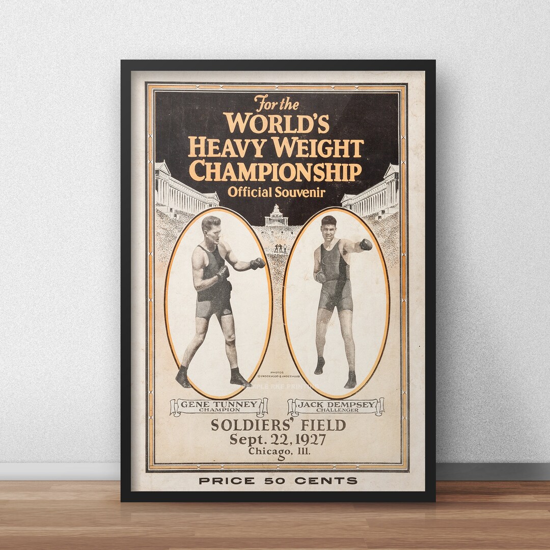 Vintage Jack Dempsey Boxing Poster 1927 Heavyweight Famous Boxing Match ...