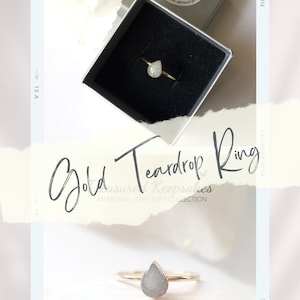 9ct Gold Cremation Ashes Ring, a Tear Drop Style Memorial Keepsake Ring in Memory of Loved Ones ...
