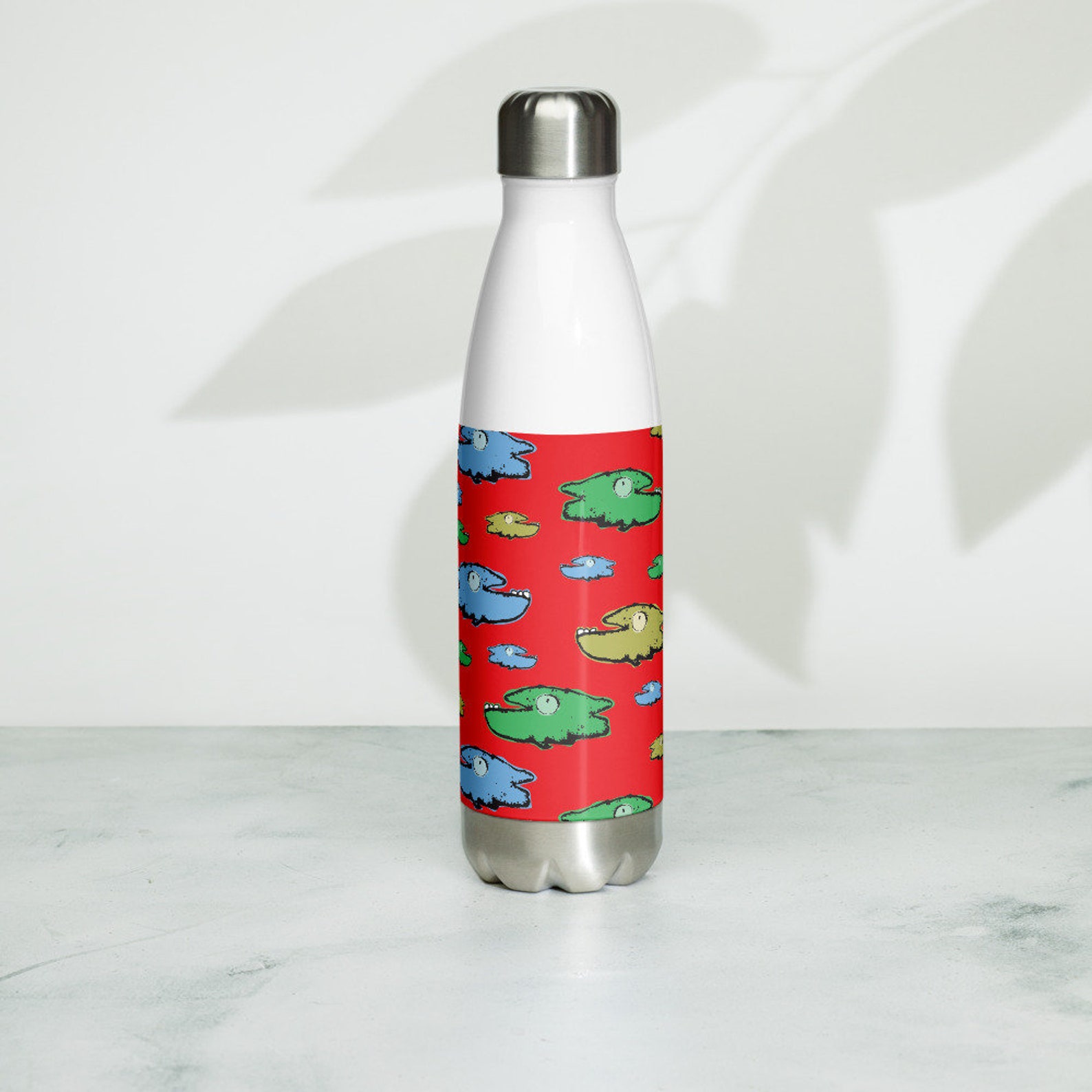 Colorful Funky Fish Red Stainless Steel Water Bottle - Etsy