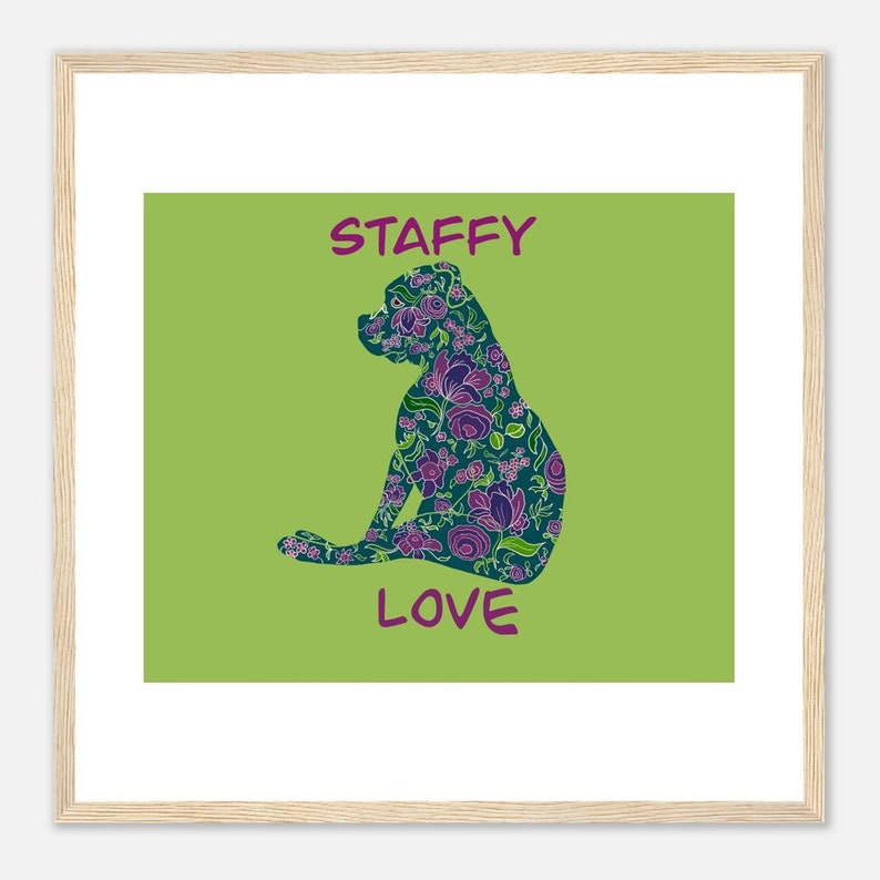 Staffy Love, Staffordshire Bull Terrier Premium Matte Paper Wooden ...
