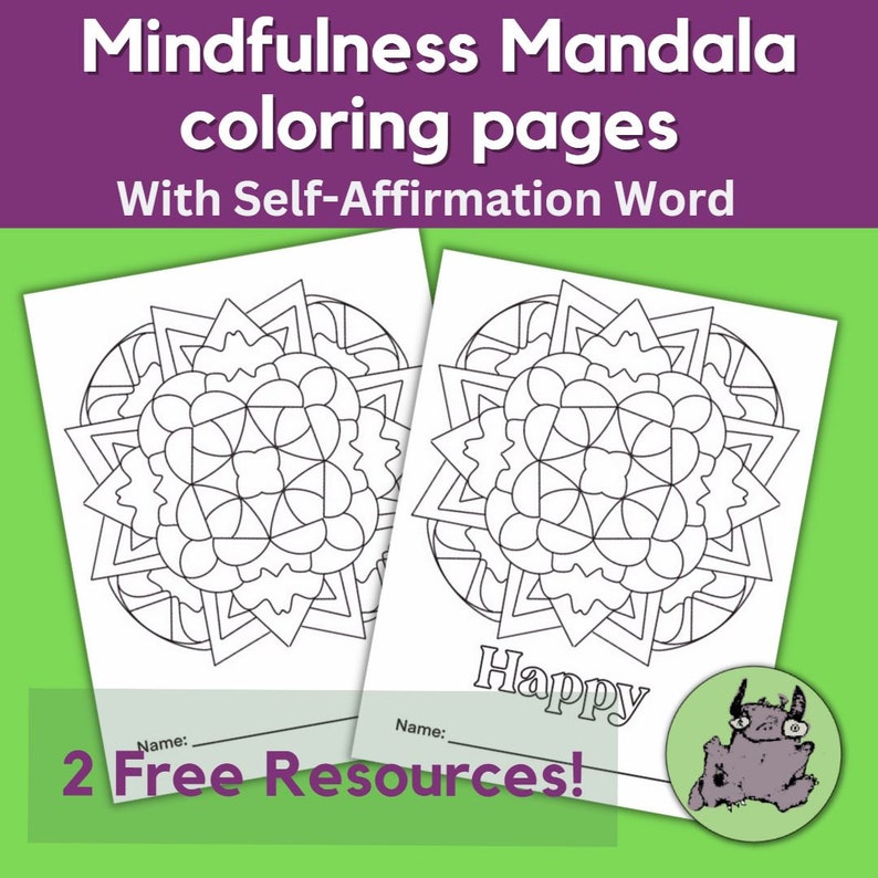 Mindful Mandala 22 Coloring Pages, Some With Self Affirmations - Etsy