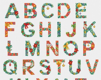 Christmas Alphabet Downloadable Cross Stitch Pattern - Etsy