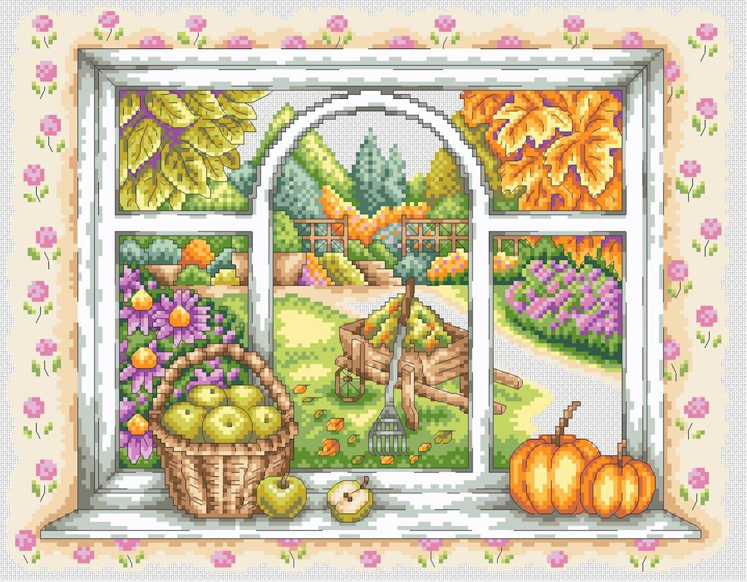 Autumn Window Cross Stitch PDF Pattern - Etsy
