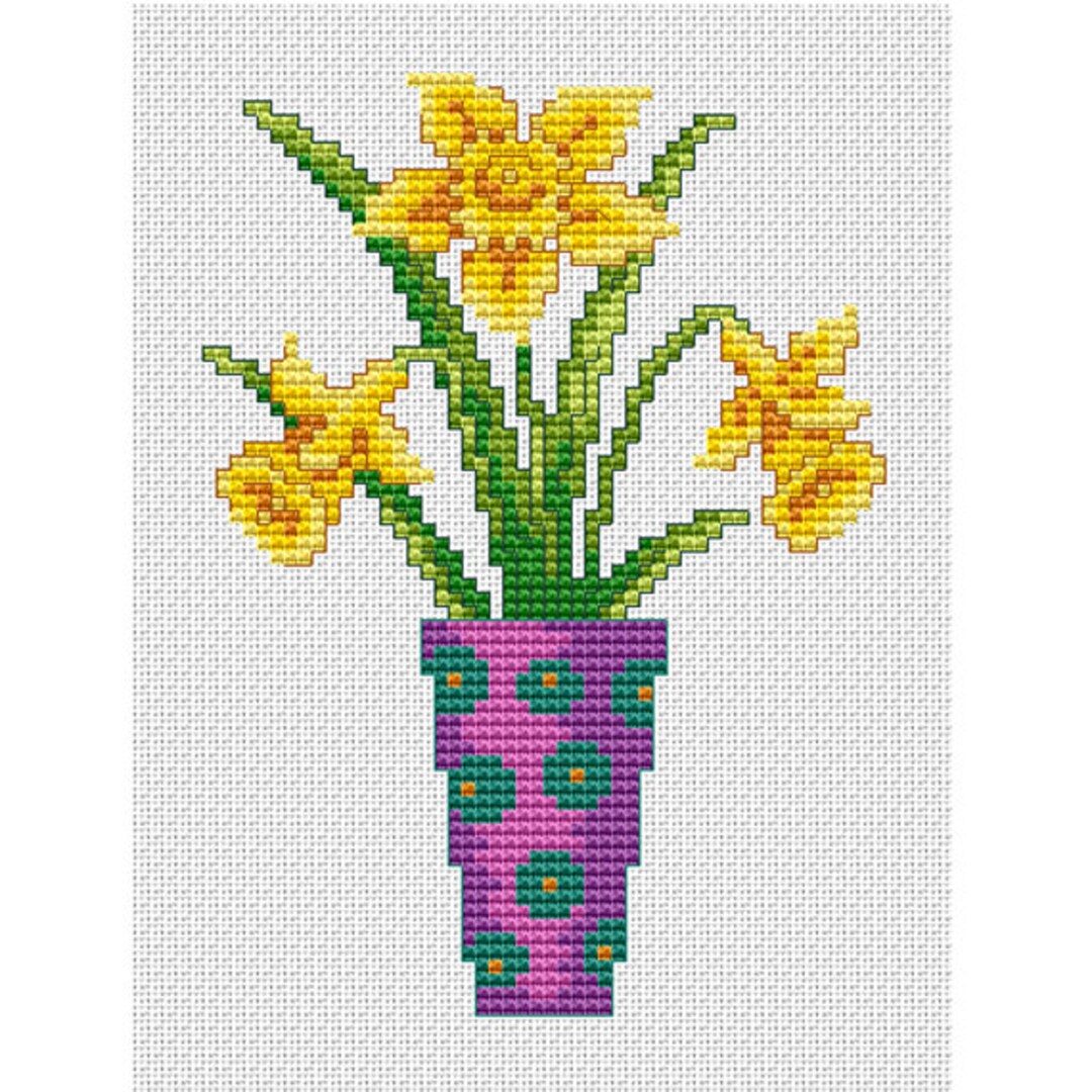 Daffodils in a Vase PDF Cross Stitch Pattern - Etsy