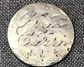 Victorian Silver Pictorial Love Token Seated Liberty Stars and Arrows ...