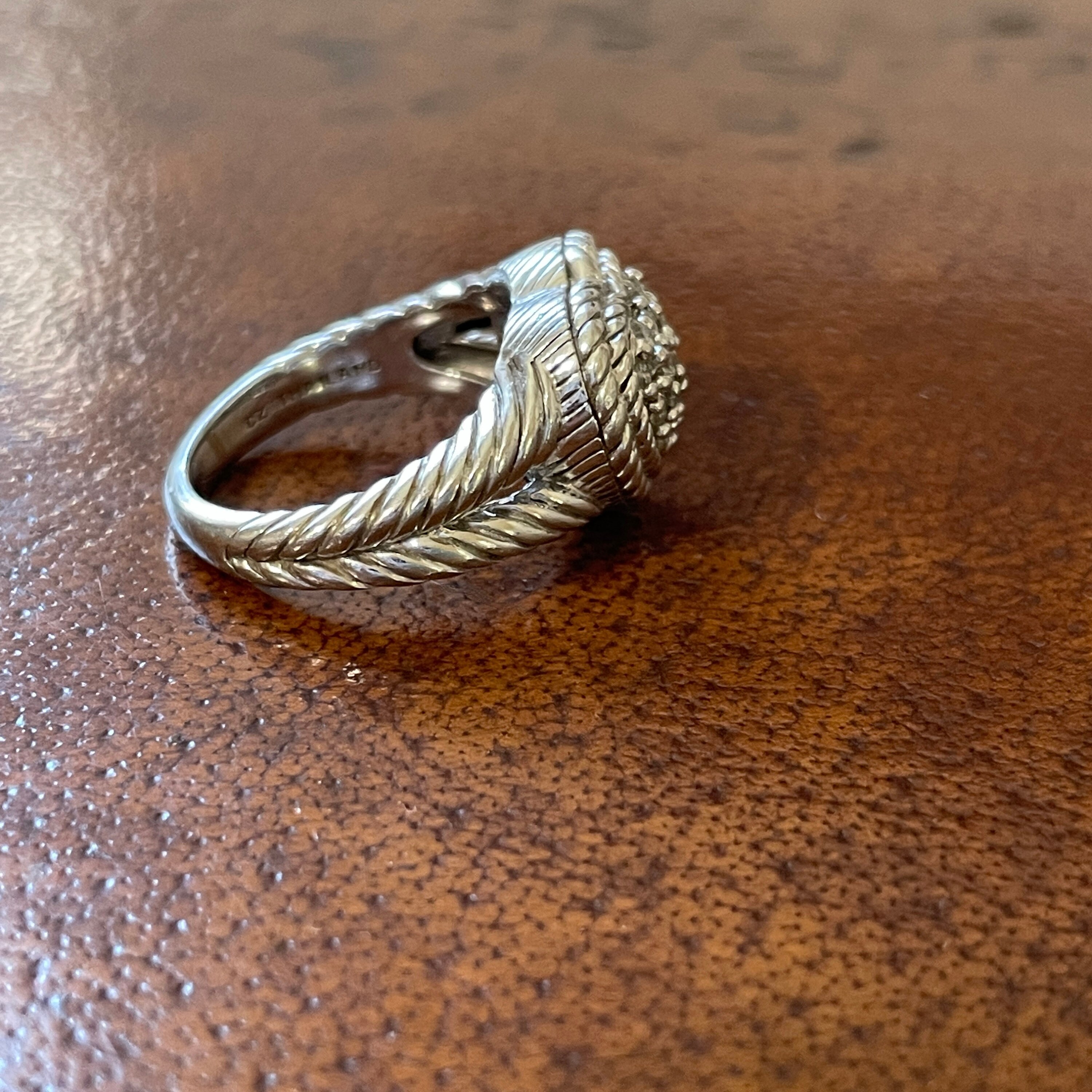 Judith Ripka Sterling Silver Heart Ring Cable Pave Diamonique CZ Ring ...