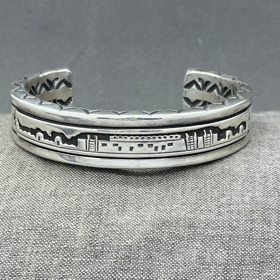 Navajo Leonard Nez Sterling Silver Cuff Bracelet Leonard and Marian Nez ...