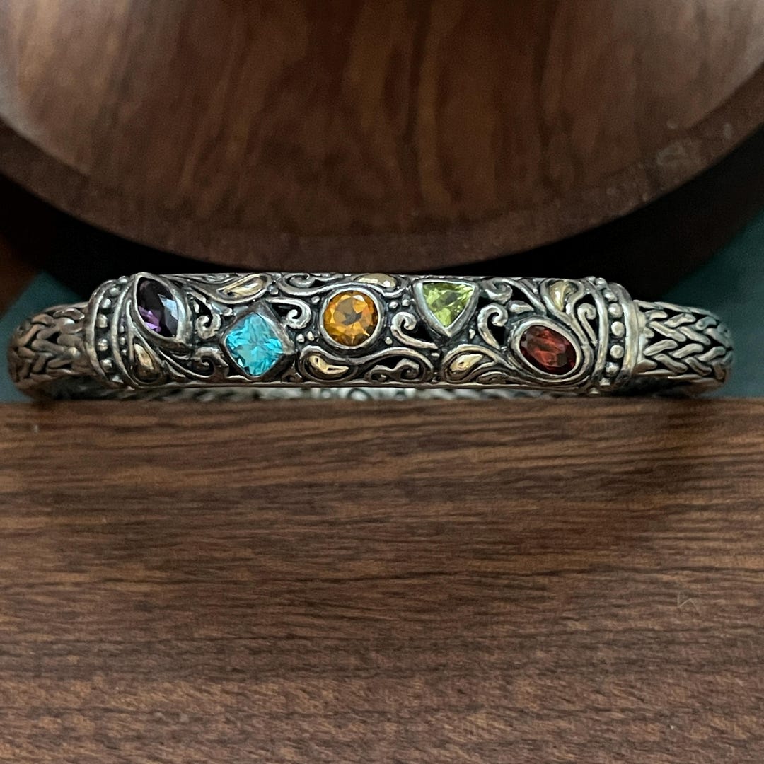 Samuel Benham Sterling Silver 18K Multi Gemstone Bracelet BJC 6" - Etsy