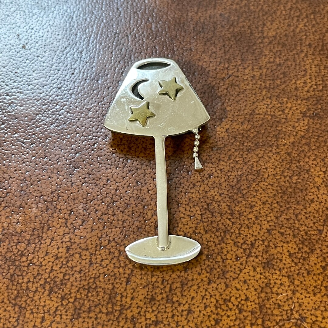 Vintage Anne Harvey Sterling Silver Lamp Brooch Vintage Lamp Pin Stars ...