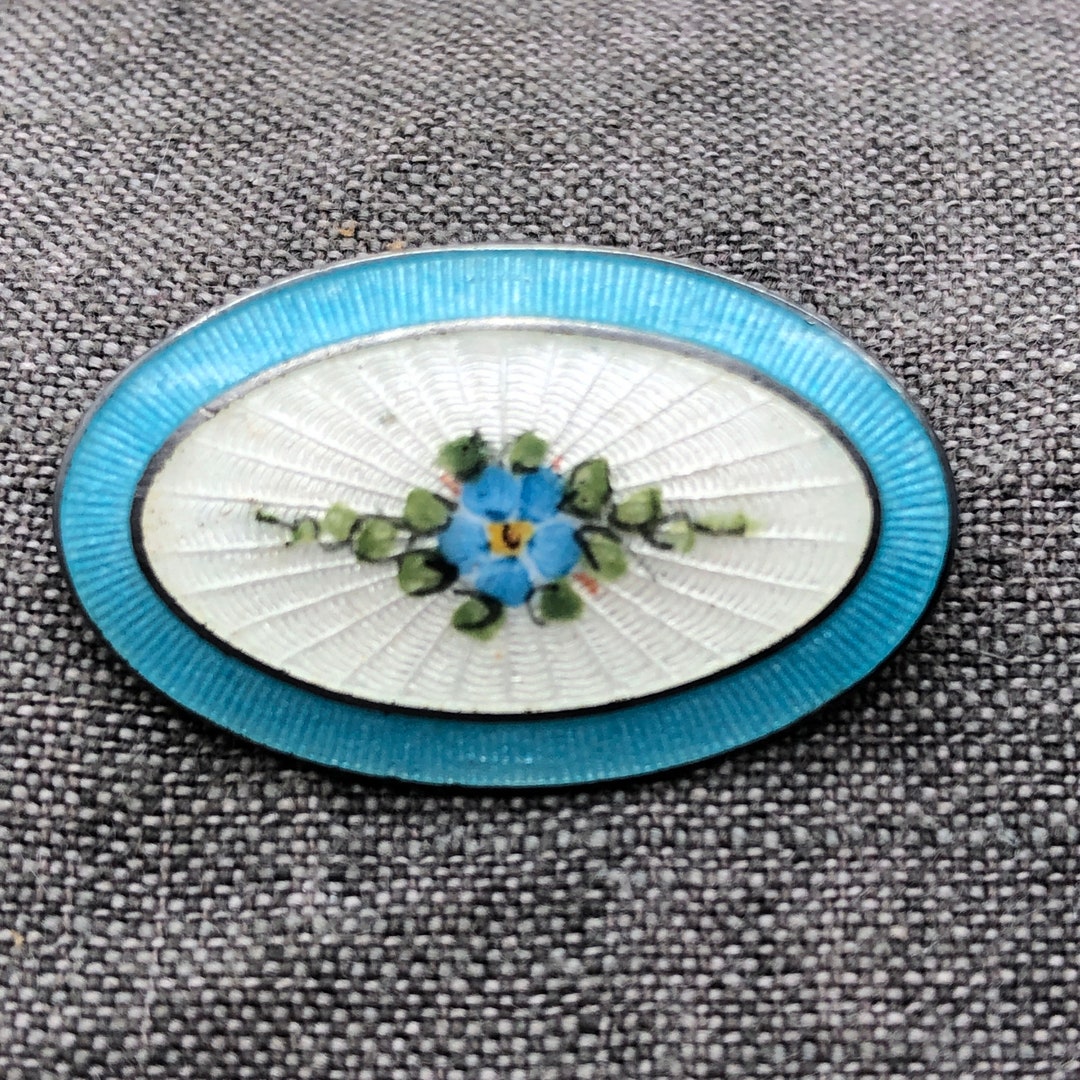 Antique FA Hermann Guilloche Enamel Pin Sterling Silver Enamel Pin ...