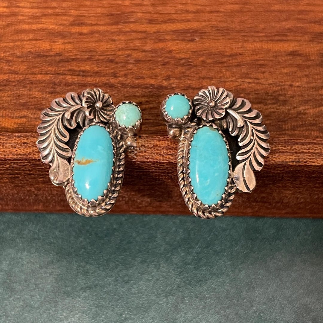 Vintage Navajo Turquoise Earrings Navajo Earrings Navajo Vintage ...