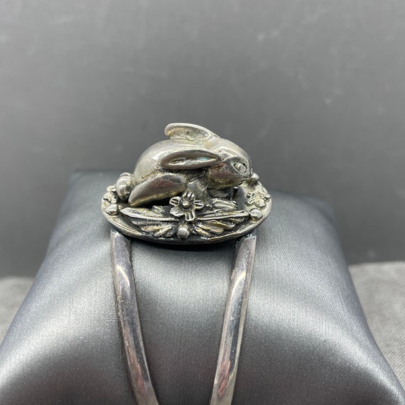 Sterling Silver Rabbit Cuff Bracelet Bunny Rabbit Bra… - Gem