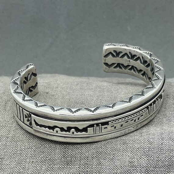 Navajo Leonard Nez Sterling Silver Cuff Bracelet Leon… - Gem
