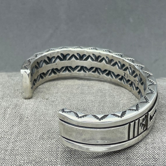 Navajo Leonard Nez Sterling Silver Cuff Bracelet Leon… - Gem