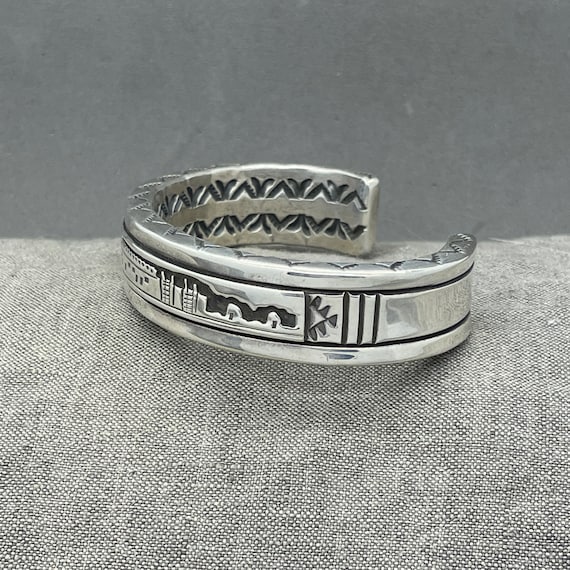 Navajo Leonard Nez Sterling Silver Cuff Bracelet Leon… - Gem