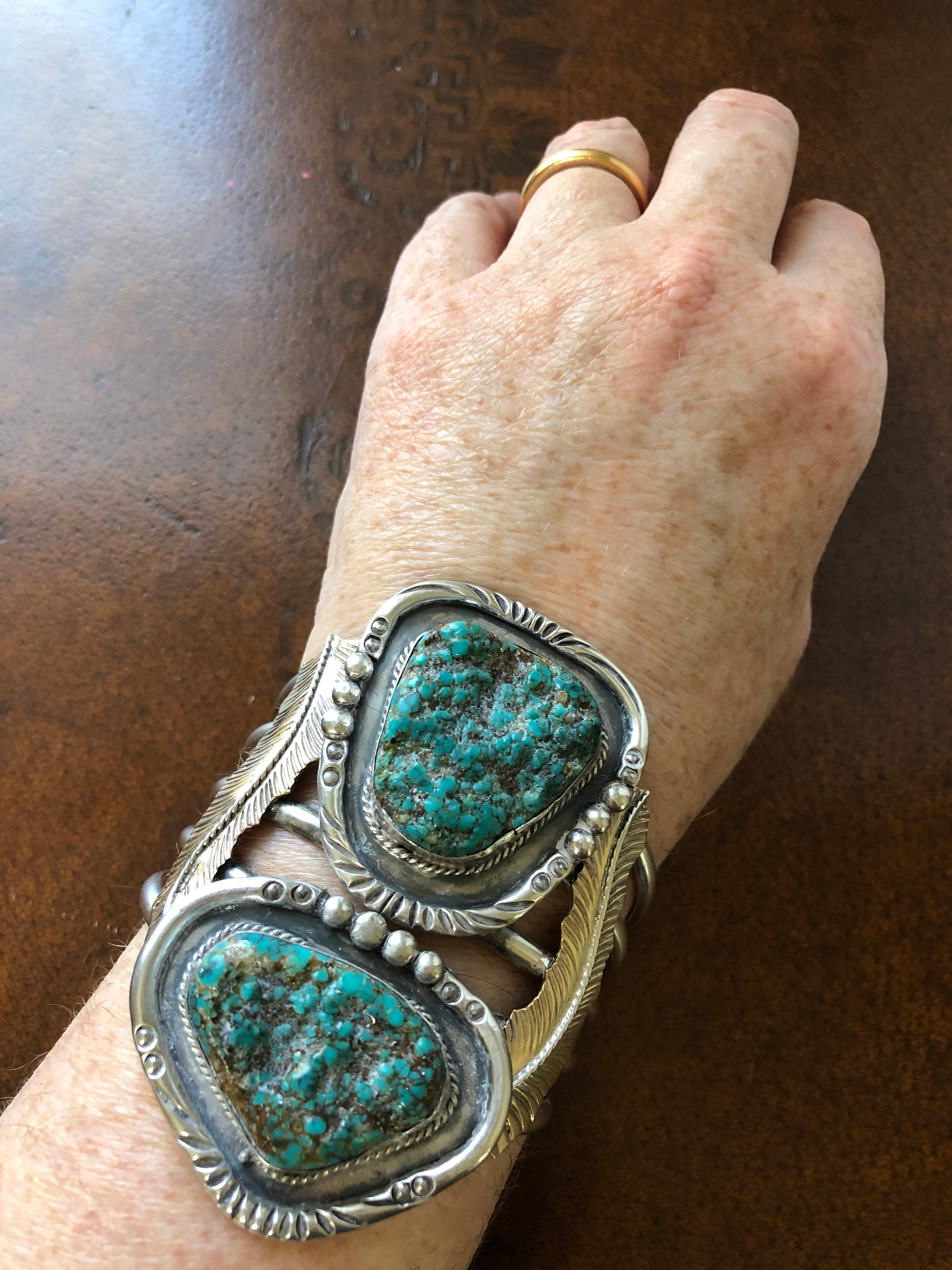 Massive Sterling Silver Turquoise Cuff Bracelet Turquoise | Etsy