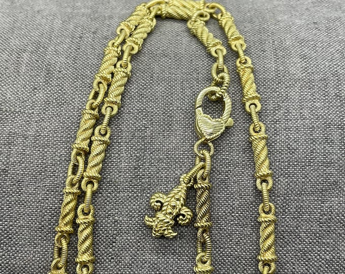 Judith Ripka Rope Barrel Link Chain Necklace Sterling Silver Gold Clad ...